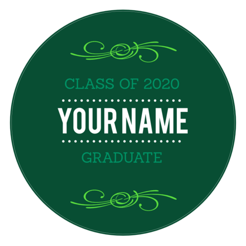Custom 2020 Graduation Circle Sticker with Flourish Accents