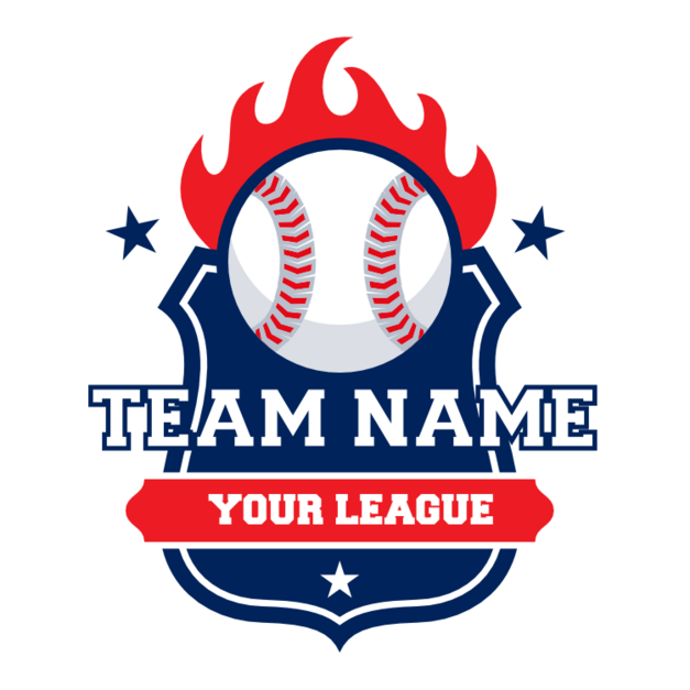 Custom Baseball Sticker with Text and Flames