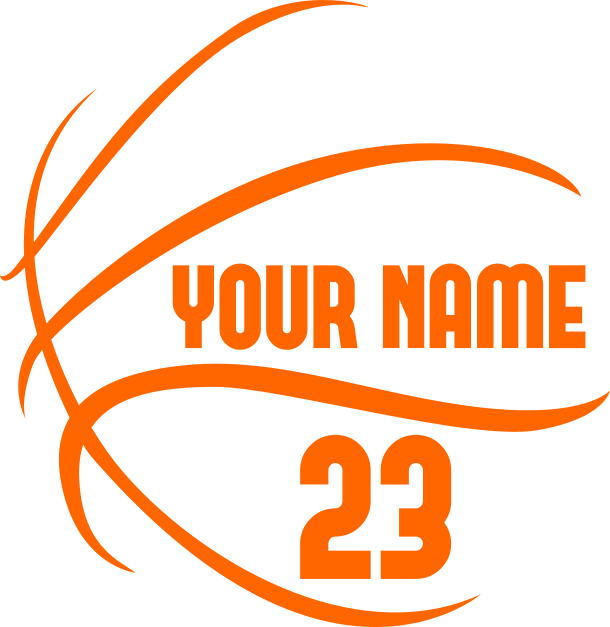 Basketball Lines Sticker with Custom Number and Text