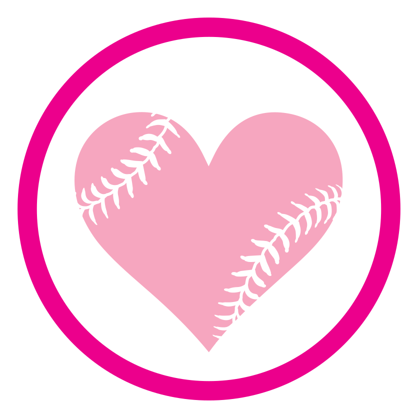 Custom Circle Baseball Magnet with Seams in a Heart