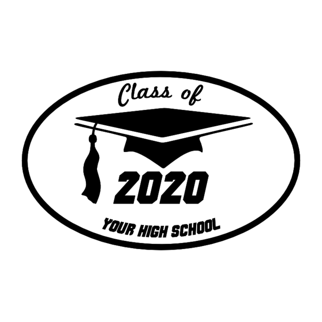 Custom Class of 2020 Graduation Oval Sticker with Cap
