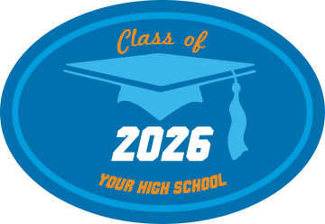 Custom Class Oval Sticker with Graduation Cap and Border