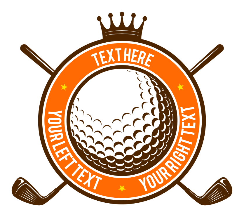 Custom Golf Ball Circle Sticker with Regal Crown and Border