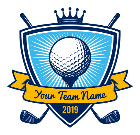 Custom Golf Team Sticker in Shield Emblem with Crown