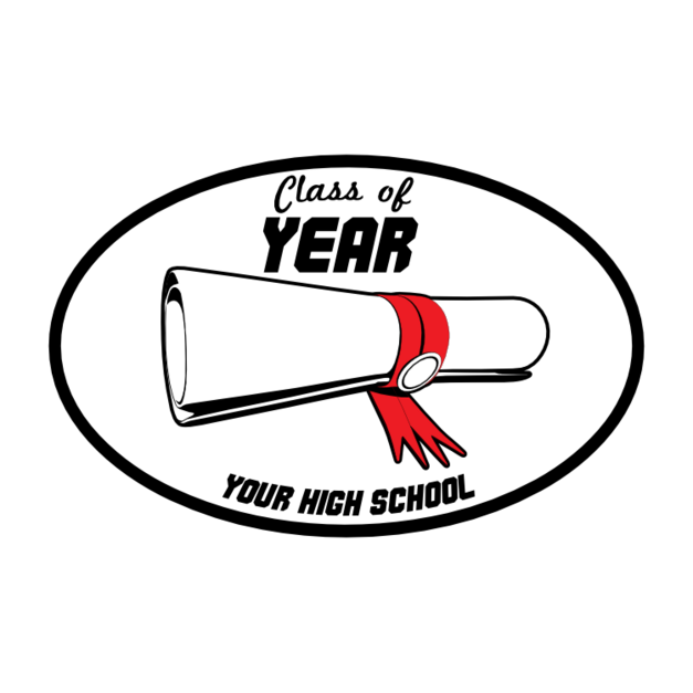 Custom Graduation Oval Sticker with Year and Diploma Graphic