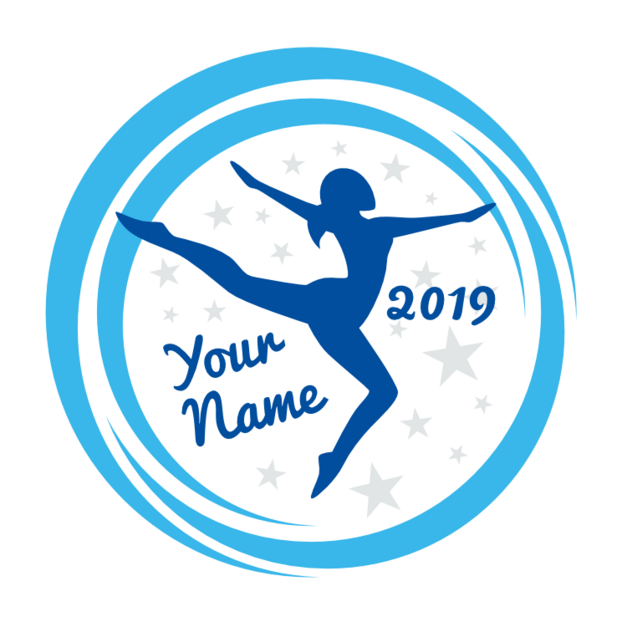 Custom Gymnastics Circle Sticker with Swoosh and Stars