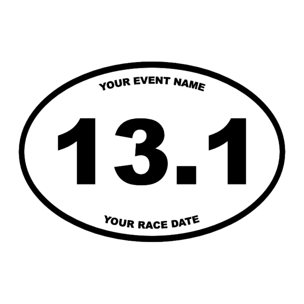 Custom Half Marathon Oval Stickers and Car Decals - Enter Your Info
