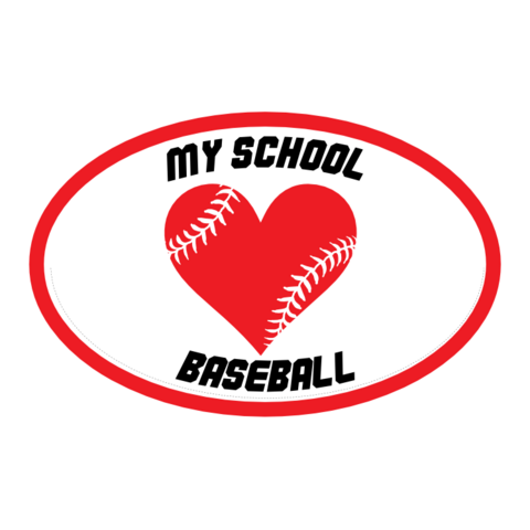 Custom Baseball Heart Oval Sticker