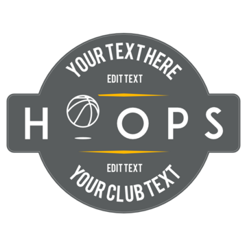 Custom Die Cut Basketball Sticker featuring the word Hoops