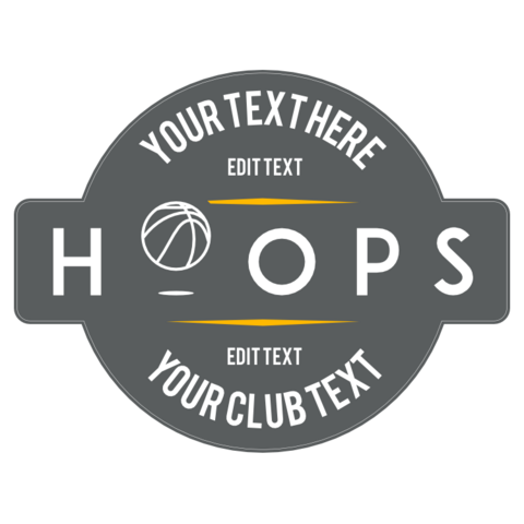 Custom Die Cut Basketball Sticker featuring the word Hoops