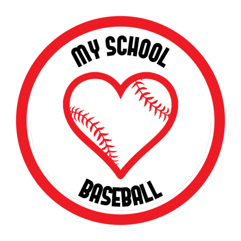 Custom Heart Shaped Baseball Circle Sticker