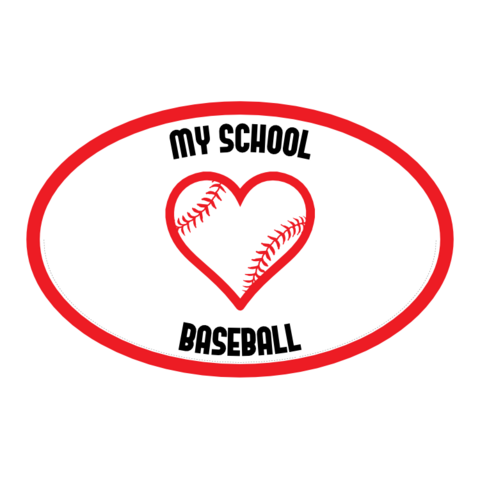 Custom Oval Sticker with Heart Shaped Baseball