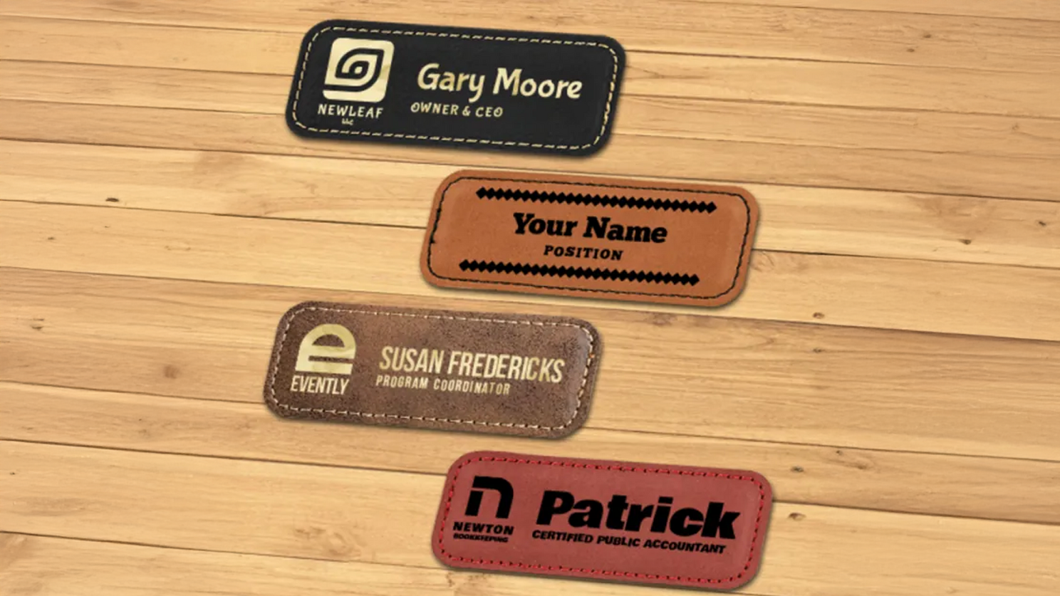 Create Custom Leather Name Tags Today - No Minimums!