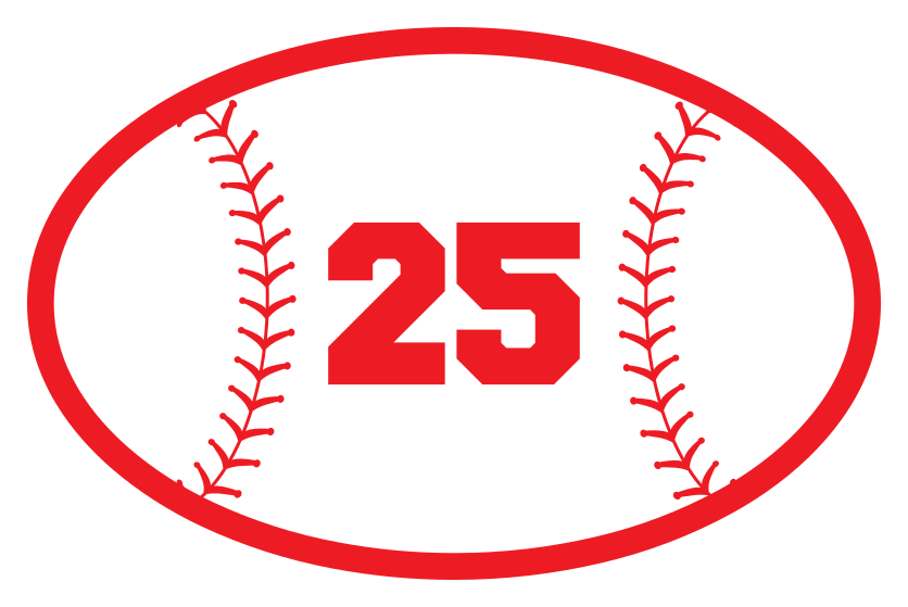 Custom Oval Baseball Sticker with Player Number