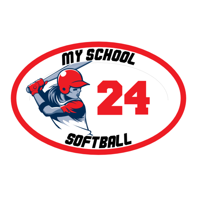 Personalized Close-Up Softball Team Colors Oval Decal