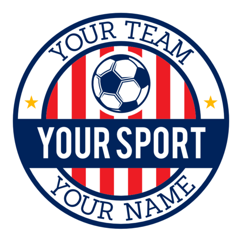 Custom Soccer Circle Sticker with Stripes and Text