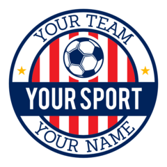 Custom Soccer Circle Sticker with Stripes and Text