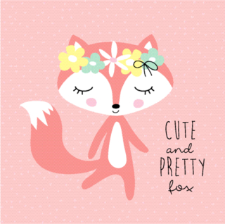 Cute And Pretty Fox With Floral Wreath Sticker