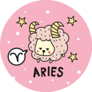 Cute Aries Horoscope Cartoon Pink Sticker