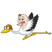 Cute Baby Boy Flying On Top Of A Stork Sticker