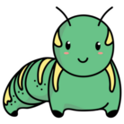 Cute Caterpillar Standing Illustration Sticker