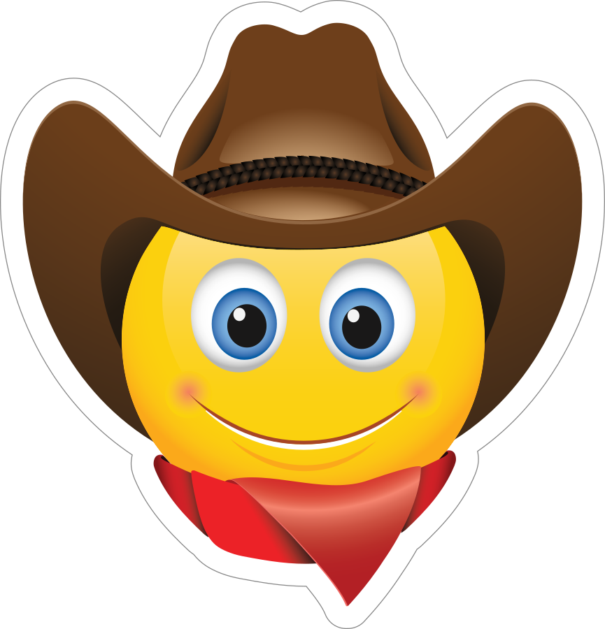 Cute Cowboy with Bandana Brown Hat Emoji Sticker