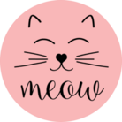 Cute Cursive Meow Cat Circle Sticker