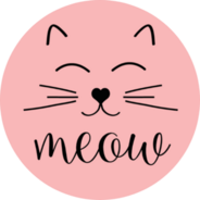 Cute Cursive Meow Cat Circle Sticker