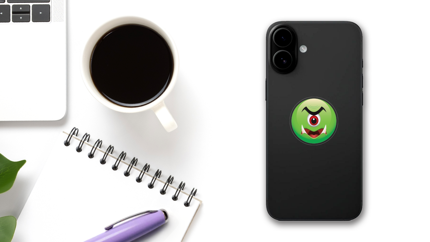 Cute One Eyed Green Monster Emoji Sticker - 50+ Color Options!