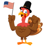 Cute Pilgrim Turkey Waving Usа Flag Sticker