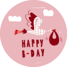 Cute Stork Happy B-Day Sticker