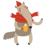 Cute Winter Anteater In Scarf Sticker
