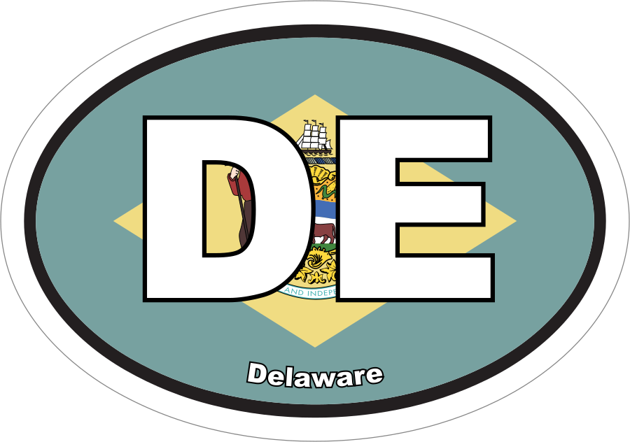 Delaware De State Flag Oval Sticker