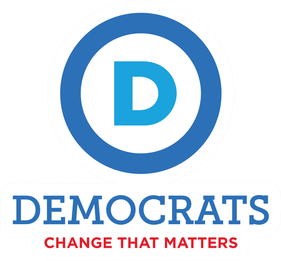 Democratic Party Logo With Slogan Tall Printed Color Sticker