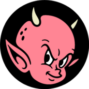 Devil Baby Head In Color On Black Background Sticker