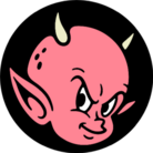 Devil Baby Head In Color On Black Background Sticker