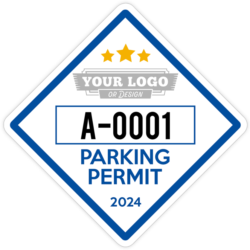 Custom Diamond Parking Permit Decal with Logo | Car Stickers