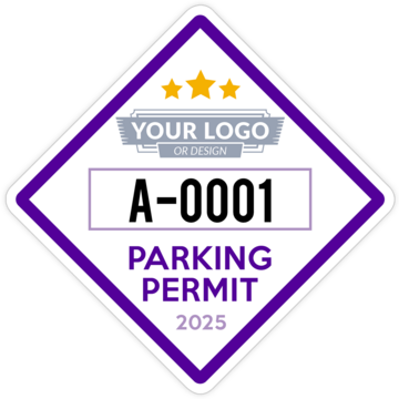 Diamond-Shaped Parking Permit Stickers - No Minimums