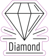 Diamond Stone Logo, Outline Illustration Of Diamond Sticker