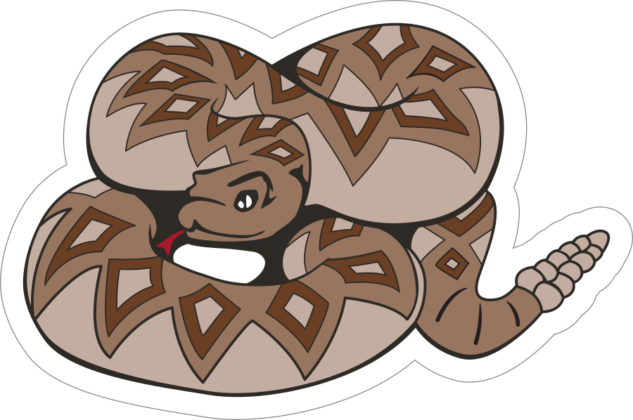 Diamondback Rattlesnake Mascot Sticker Shipped Fast & Free!