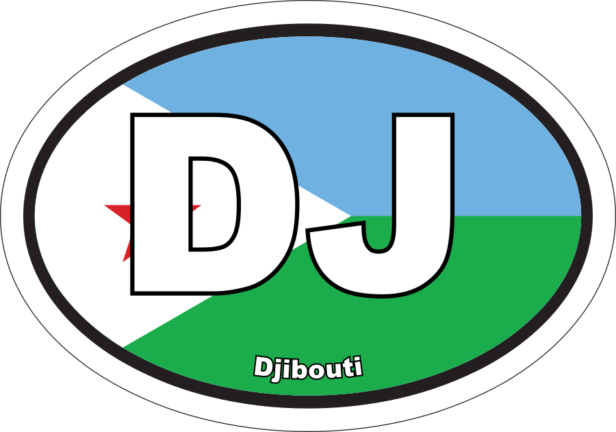 Djibouti DJ Flag Oval Sticker