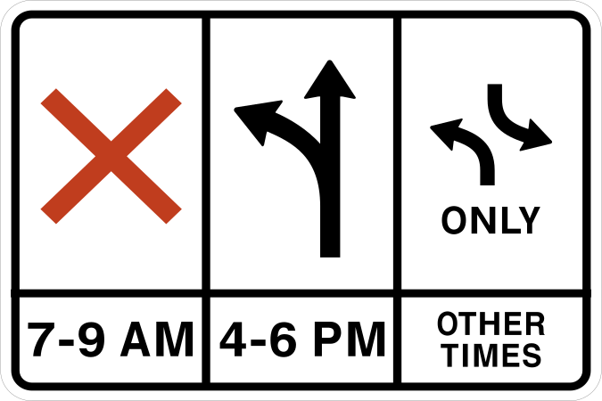 Don't Enter, Left & Straight, Left Turns Only Other Times Sticker