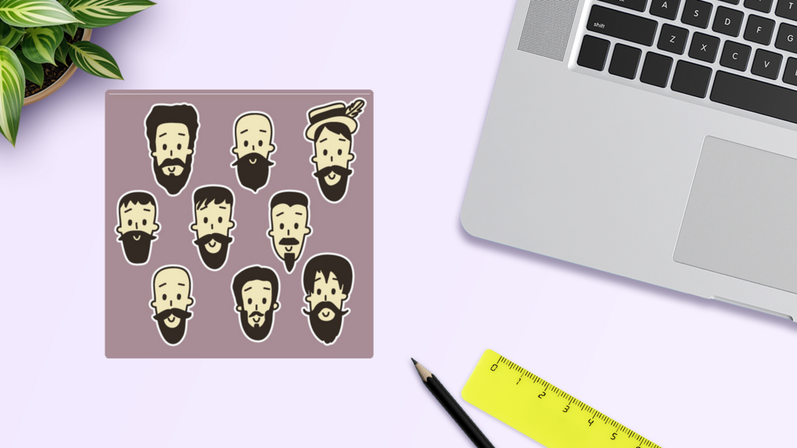 Doodle Mustache Sticker Sheet