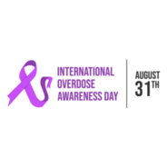 Drug Overdose Awareness Day Purple Ribbon Lettering Sticker