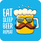 Eat Sleep Beer Repeat Cartoon Sticker