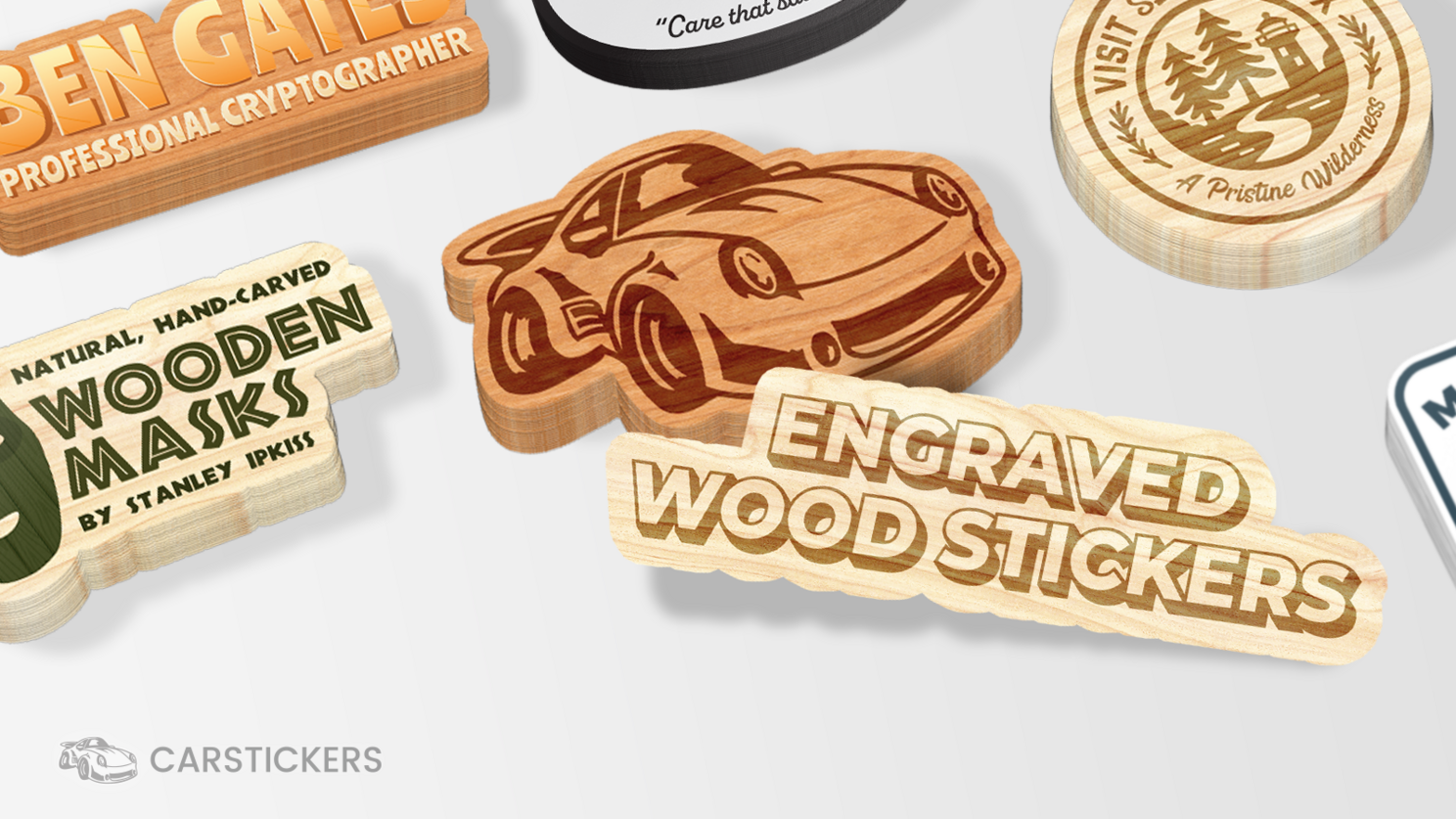 Engrave Your Design On Custom Wood Stickers - Free Shipping!