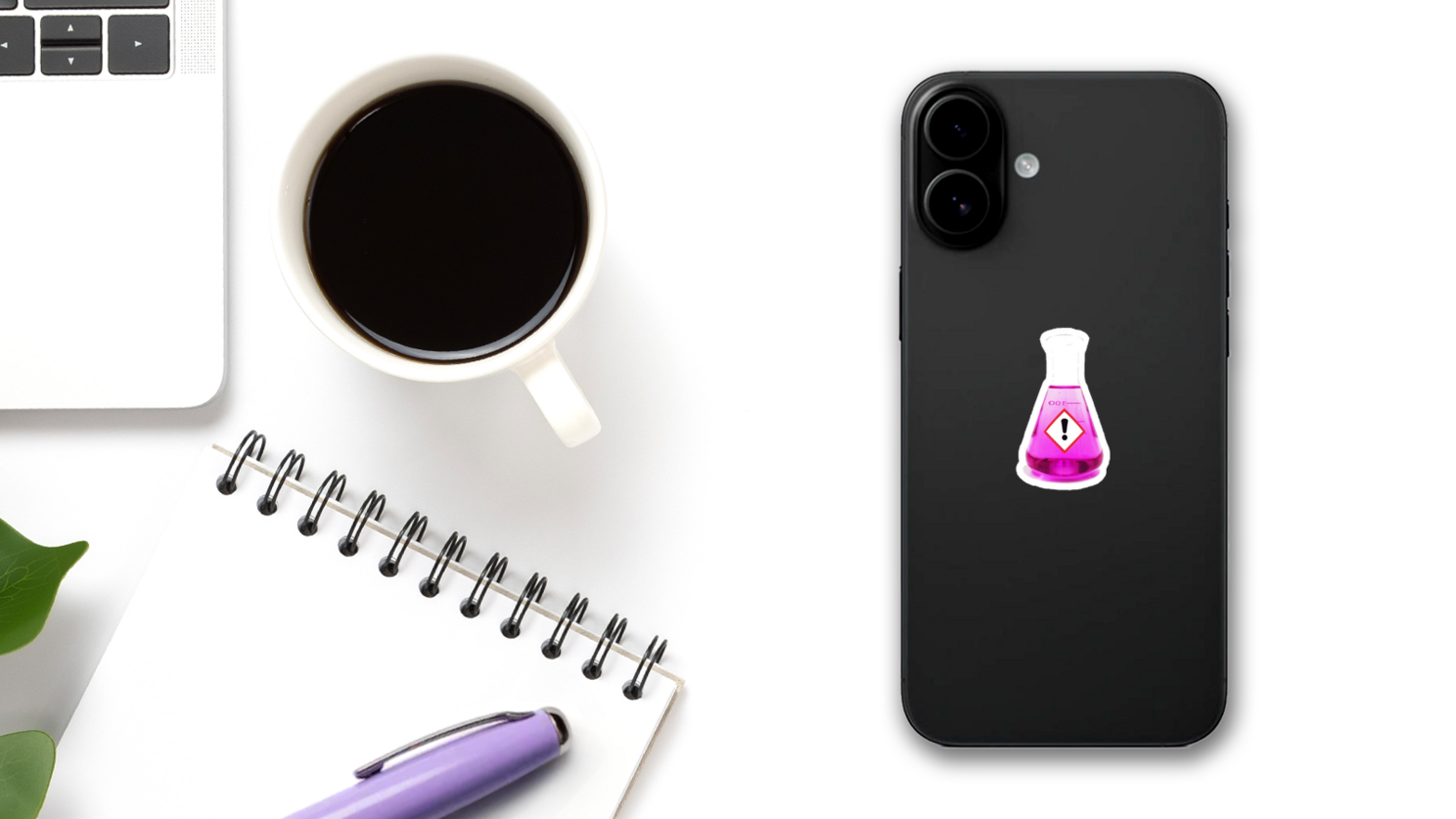 Erlenmeyer Flask With Pink Liquid Chemical Hazard Sticker