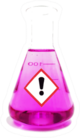 Erlenmeyer Flask With Pink Liquid Chemical Hazard Sticker