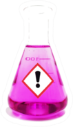 Erlenmeyer Flask With Pink Liquid Chemical Hazard Sticker