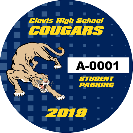 Circle School Parking Permit Sticker with Fading Squares Background